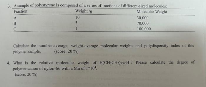 Solved Calculate the number-average, weight-average | Chegg.com