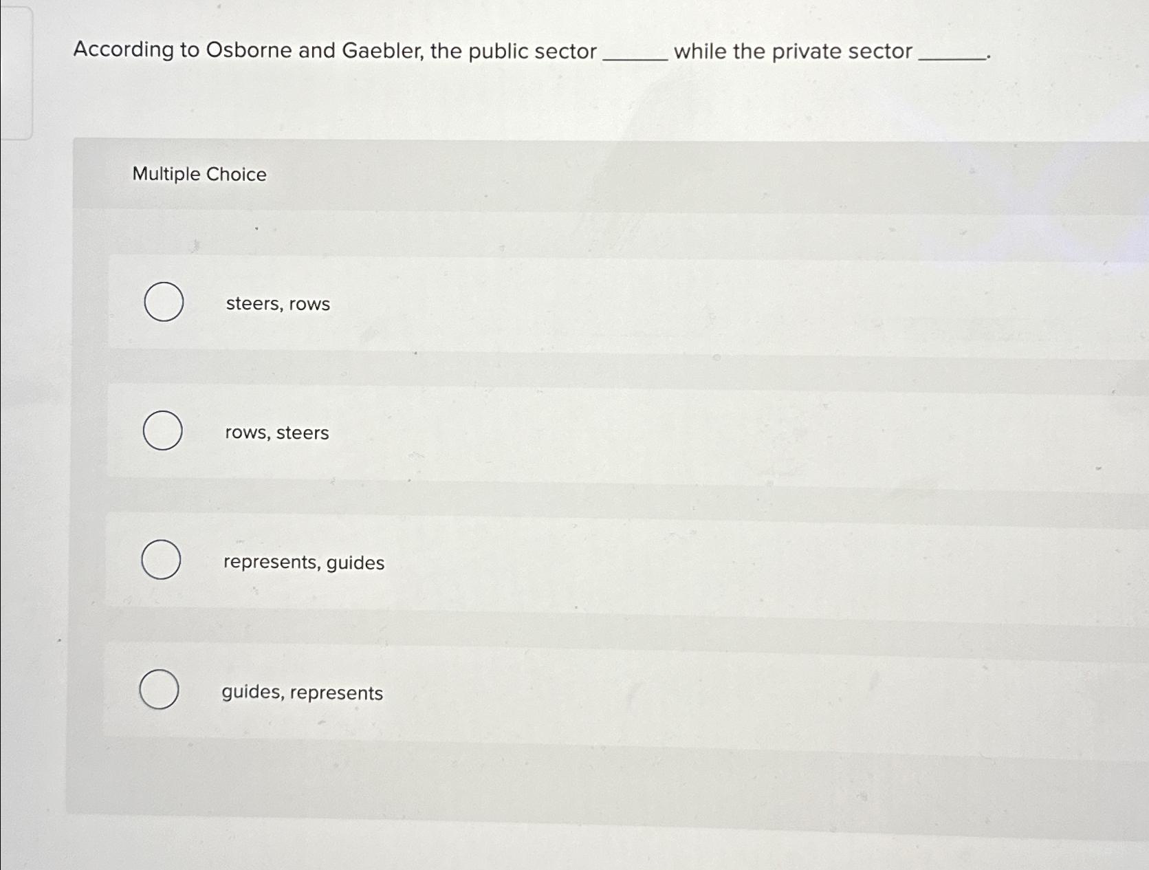 Solved According to Osborne and Gaebler, the public | Chegg.com