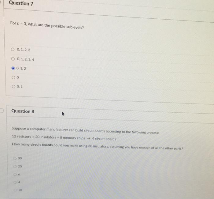 Solved Question 7 For n = 3, what are the possible | Chegg.com