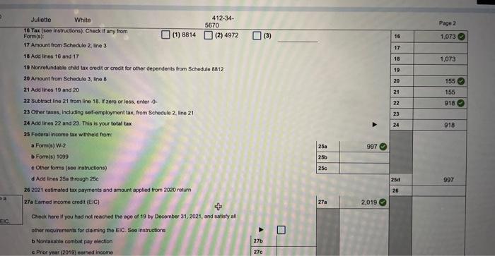 I need help with the line 5 on Form 8812. The | Chegg.com