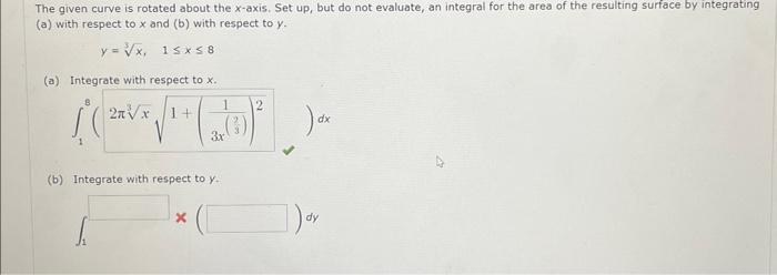 Solved The given curve is rotated about the x-axis. Set up, | Chegg.com