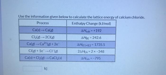 Solved Use the information given below to calculate the | Chegg.com