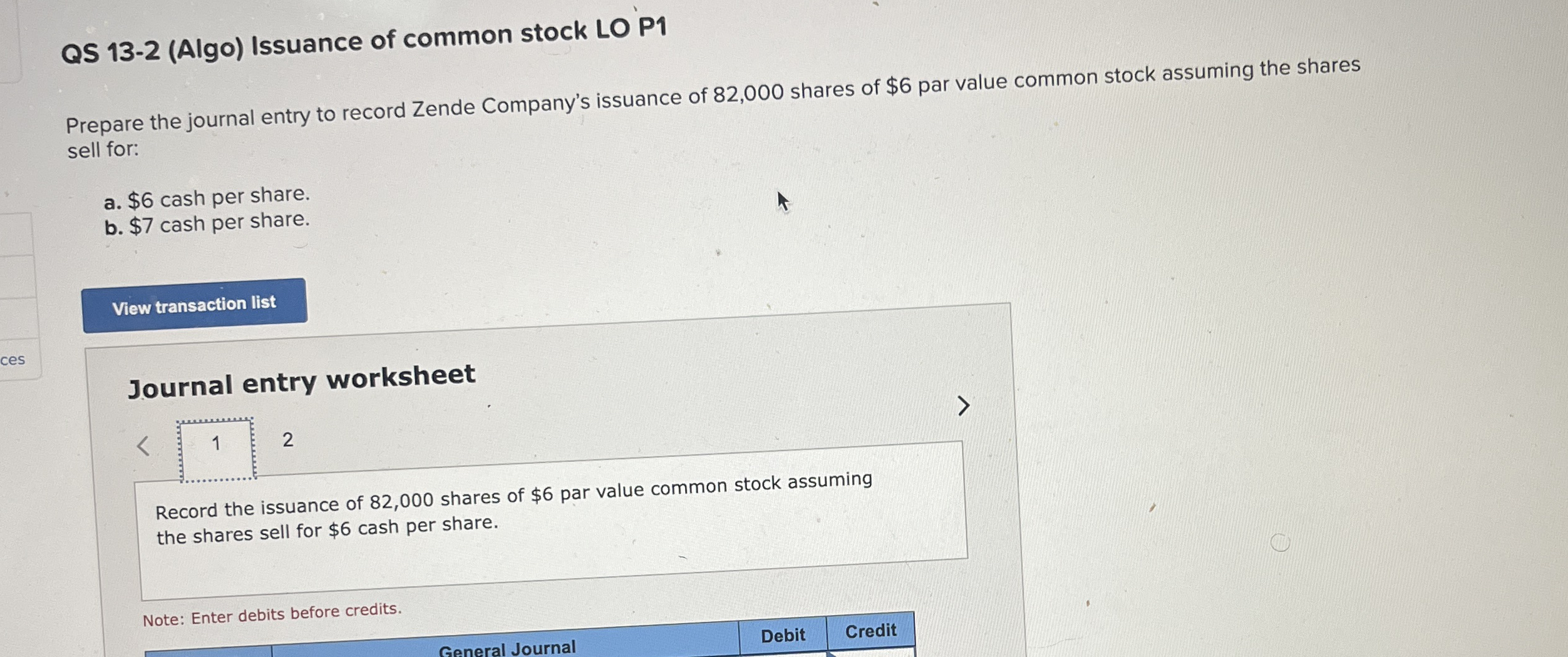 Solved QS 13-2 (Algo) ﻿Issuance of common stock LO P1Prepare | Chegg.com
