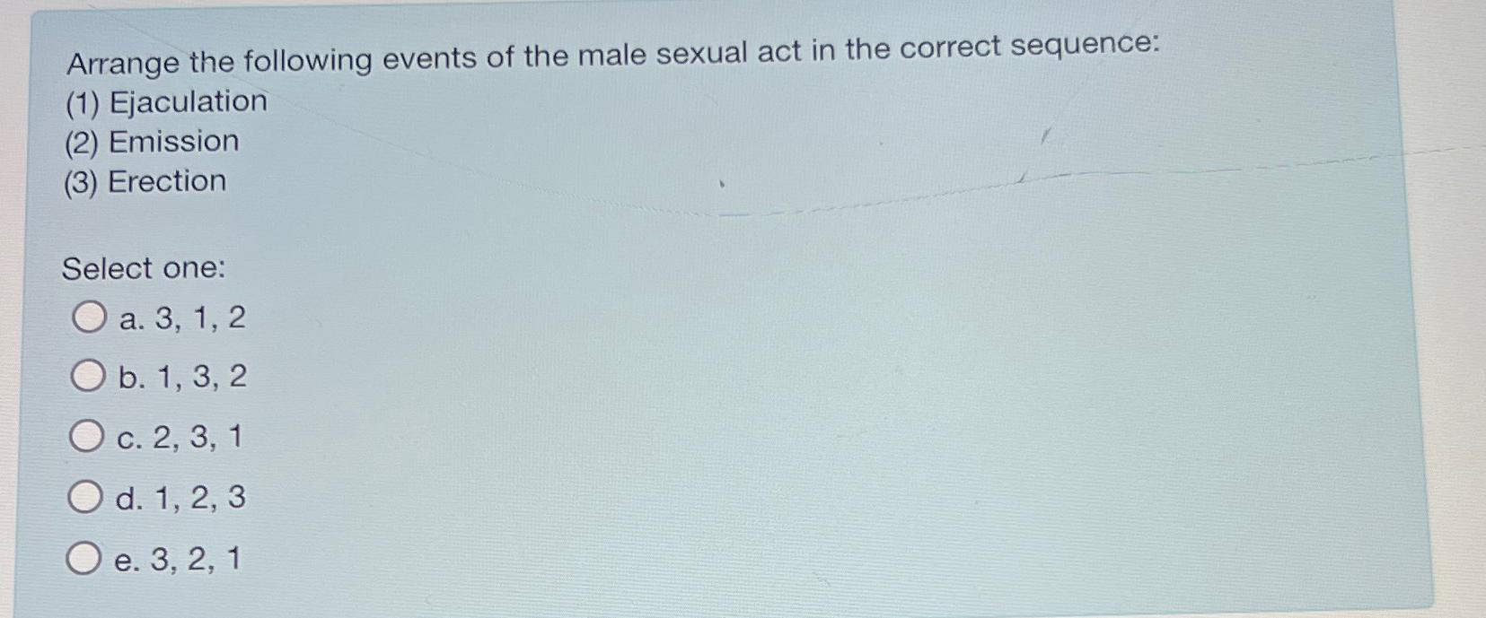 Solved Arrange the following events of the male sexual act | Chegg.com