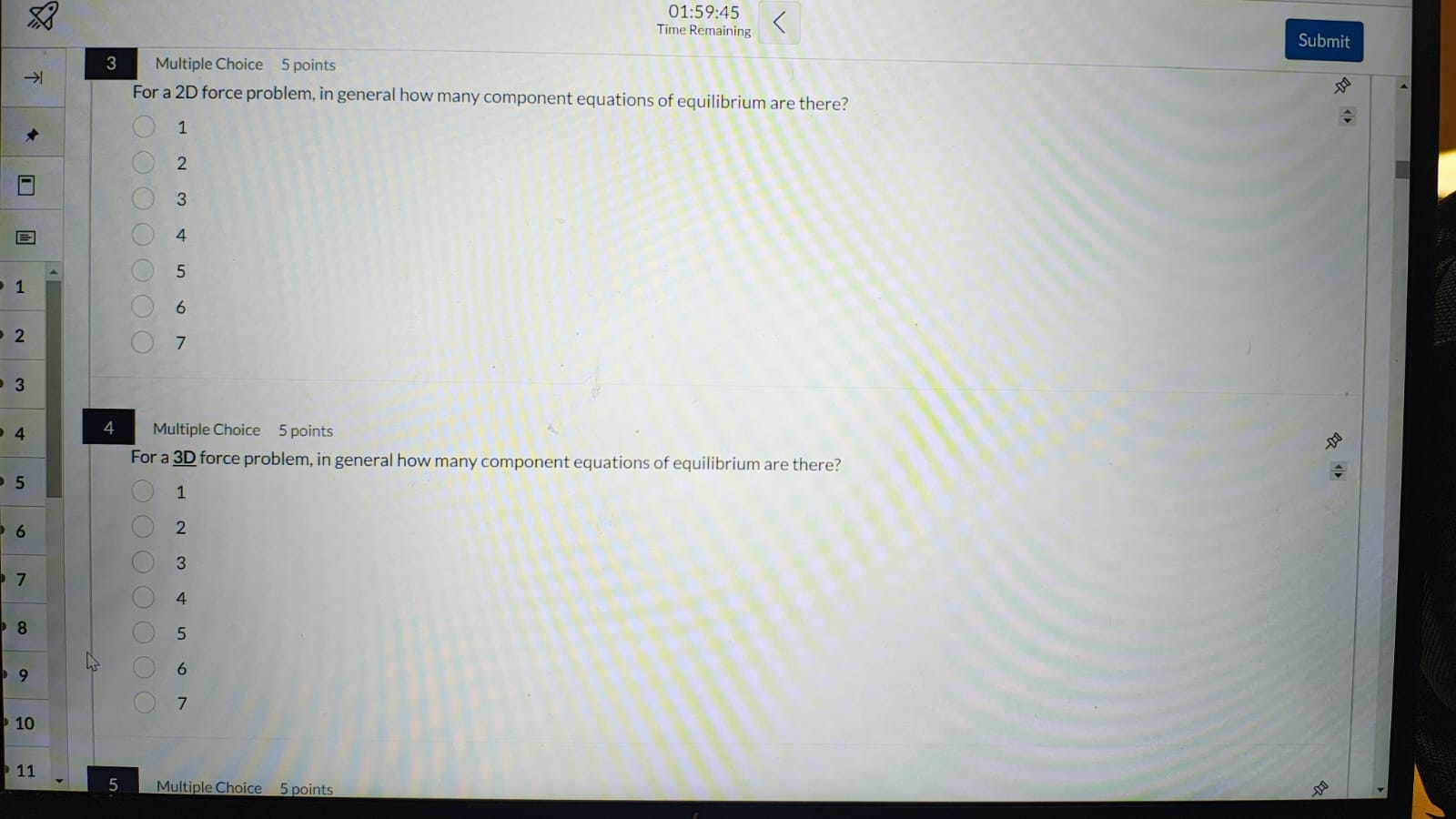 Solved 3Multiple Choice5 ﻿pointsFor a 2D ﻿force problem, in | Chegg.com