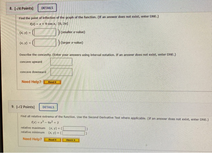 Solved 6. [-/3 Points] DETAILS Find the point of inflection | Chegg.com