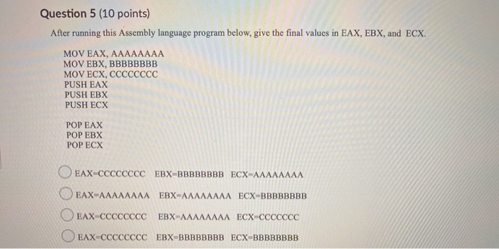 Solved Question 4 (10 points) After running this Assembly | Chegg.com