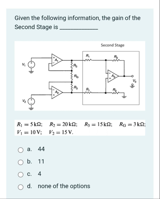 Solved Given the following information, the gain of the | Chegg.com