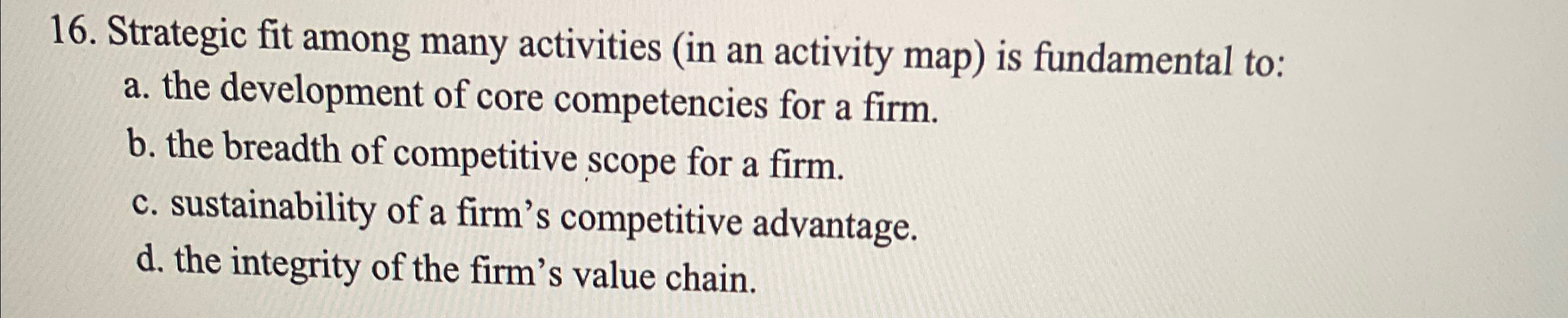 Solved Strategic fit among many activities (in an activity | Chegg.com