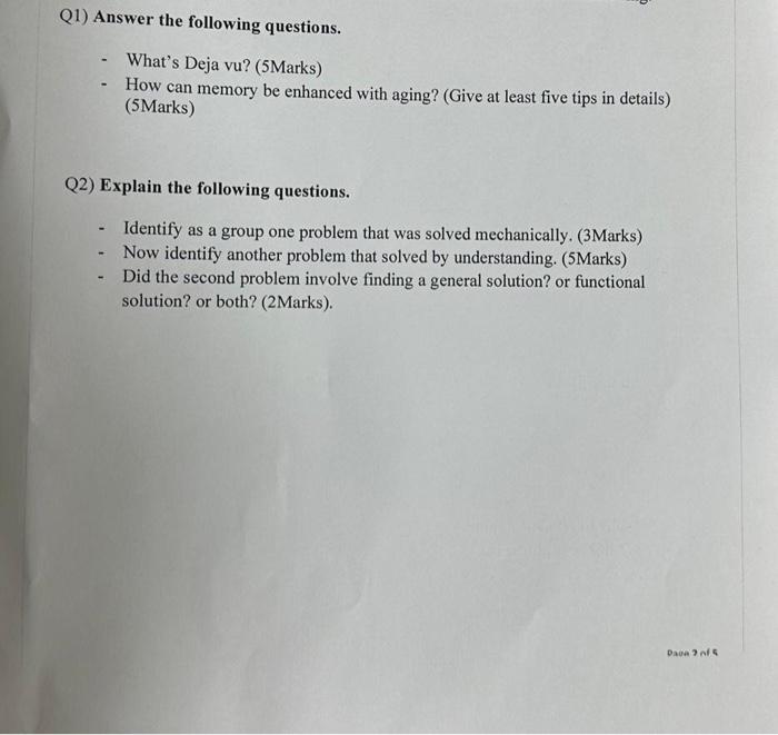 Solved Q2) Explain the following questions. - Identify as a | Chegg.com