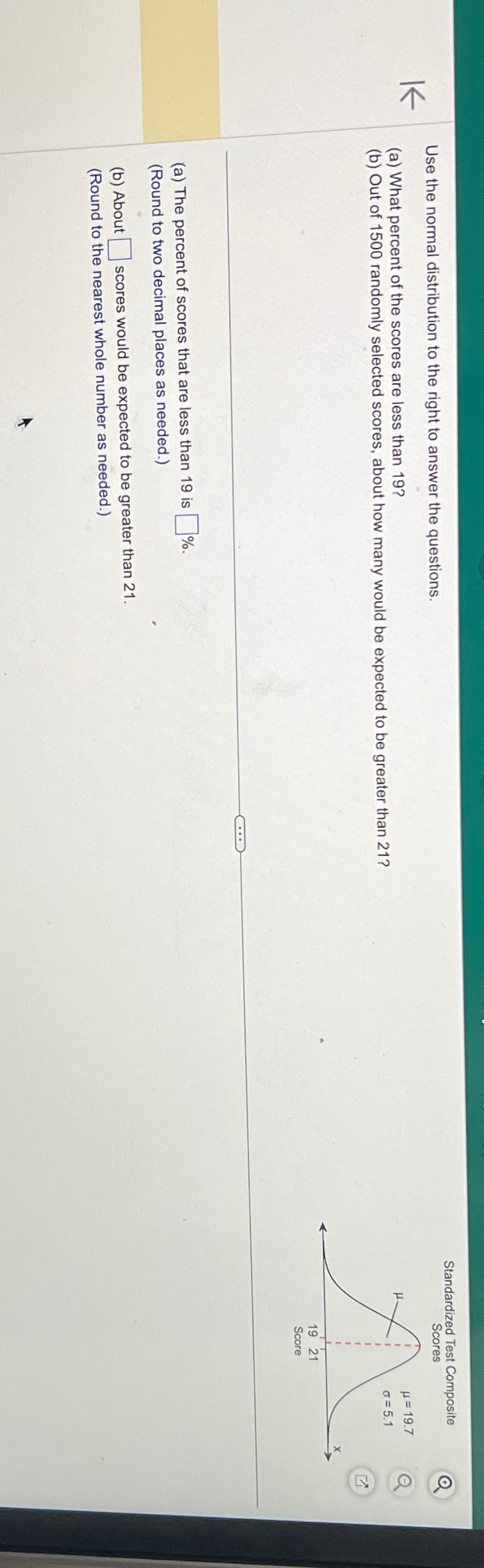 Solved Use the normal distribution to the right to answer | Chegg.com