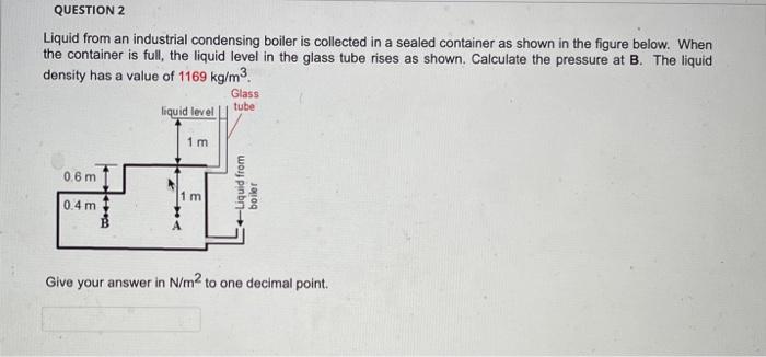 Solved Liquid from an industrial condensing boiler is | Chegg.com