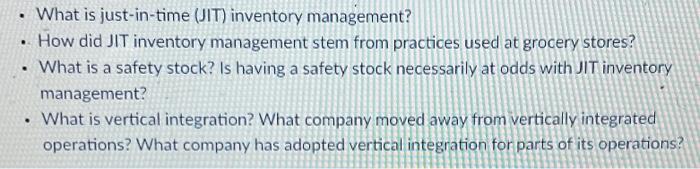 Solved - What is just-in-time (JIT) inventory management? - | Chegg.com