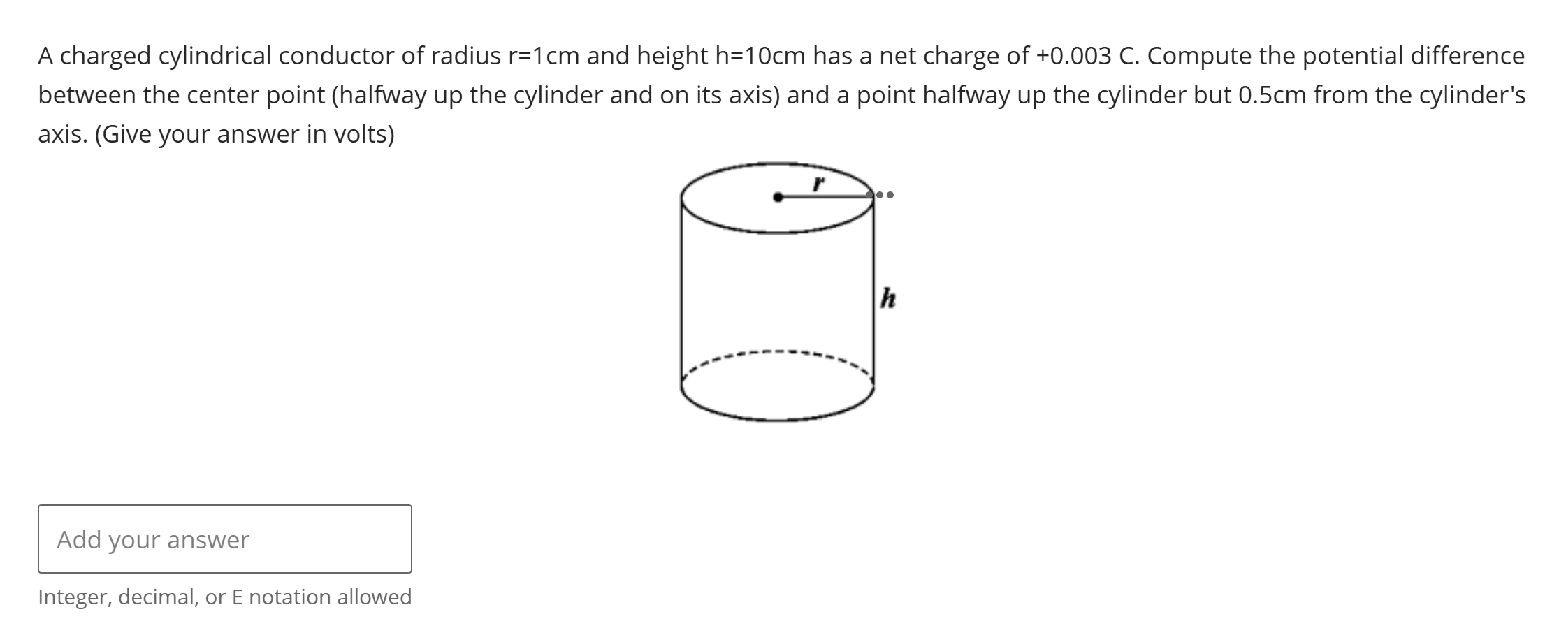 A charged cylindrical conductor of radius \( | Chegg.com