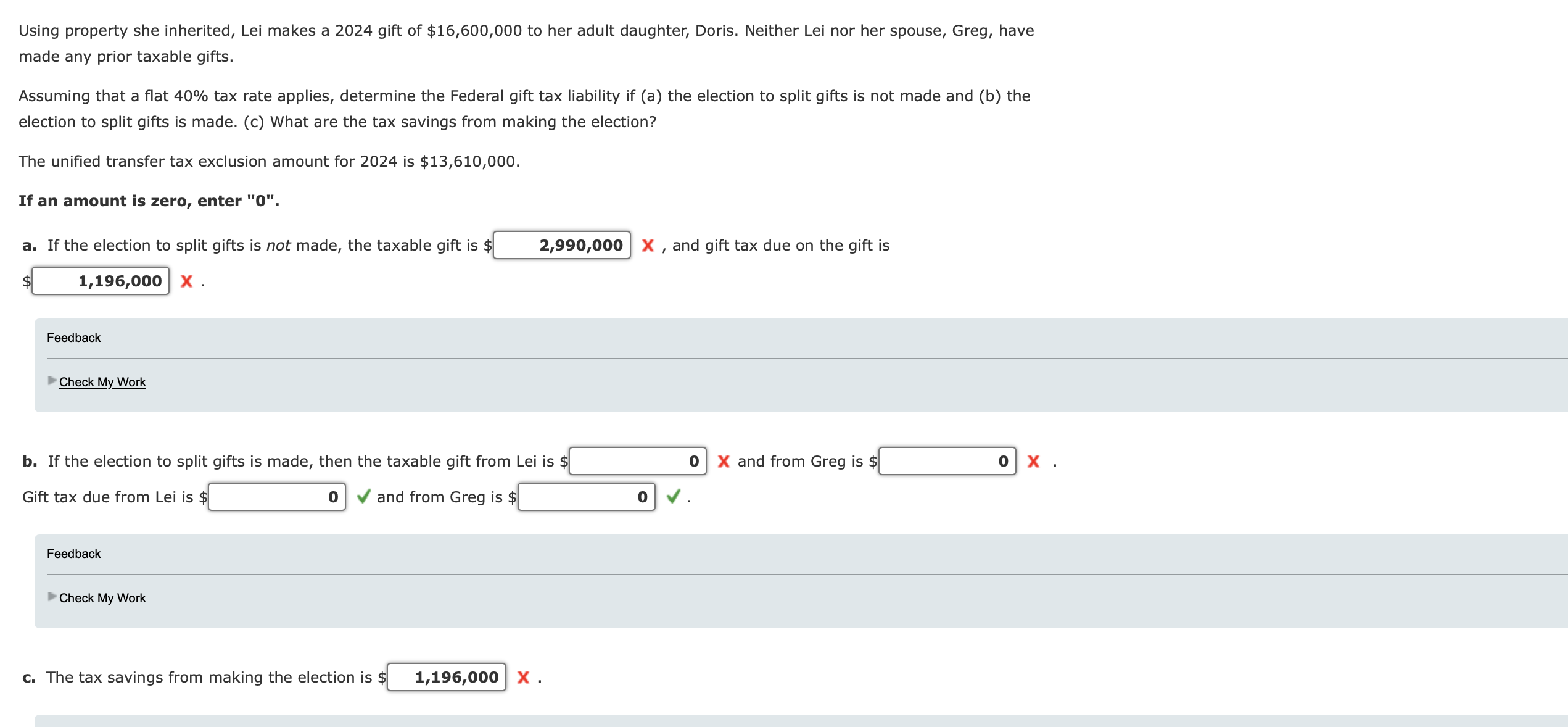 Solved Using property she inherited, Lei makes a 2024 ﻿gift | Chegg.com