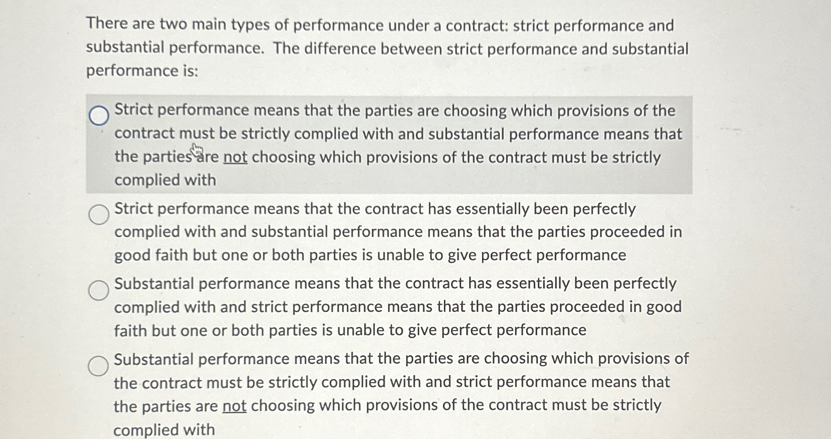 Solved There are two main types of performance under a | Chegg.com