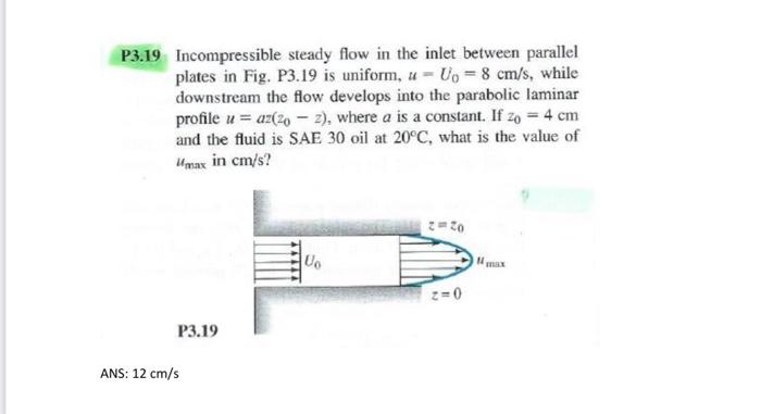 Solved P3.19 Incompressible steady flow in the inlet between | Chegg.com