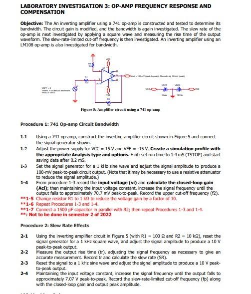 Solved LABORATORY INVESTIGATION 3: OP-AMP FREQUENCY RESPONSE | Chegg.com