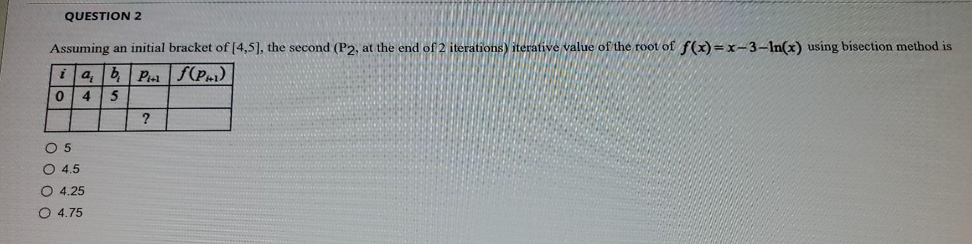Solved Assuming an initial bracket of [4,5], the second (P2, | Chegg.com