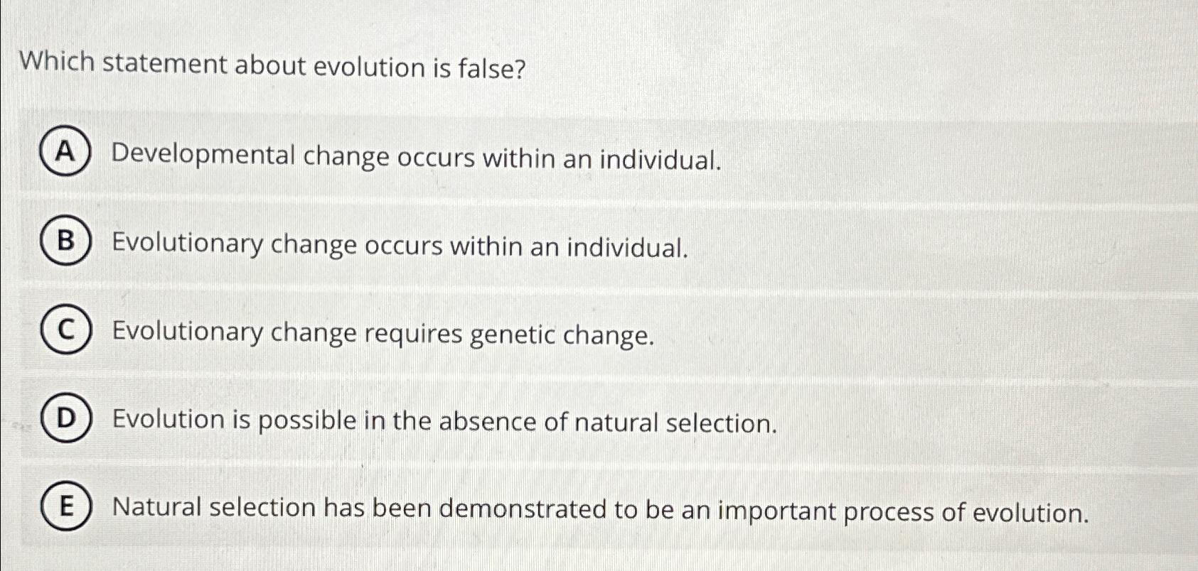 Solved Which statement about evolution is | Chegg.com