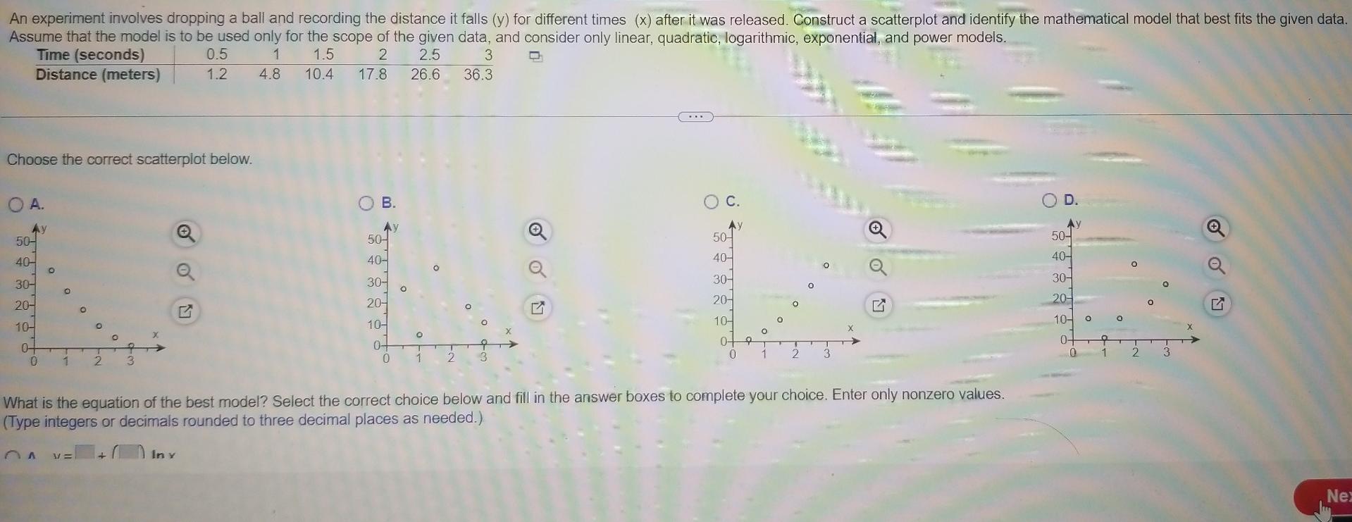 Solved An experiment involves dropping a ball and recording | Chegg.com