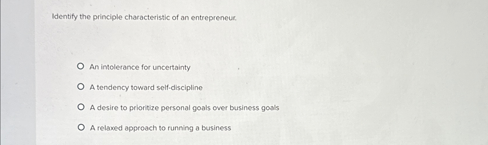 Solved Identify the principle characteristic of an | Chegg.com