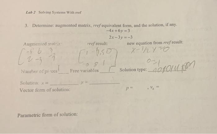 Solved Lab 2 Solving Systems With rref 3. Determine | Chegg.com