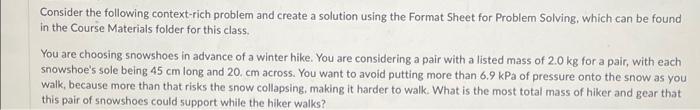 Solved Consider the following context-rich problem and | Chegg.com
