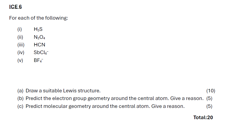Solved ICE 6For each of the | Chegg.com