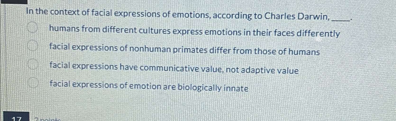 Solved In the context of facial expressions of emotions, | Chegg.com