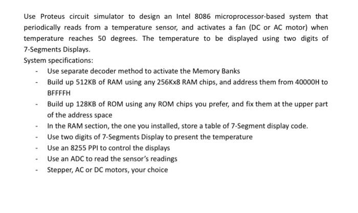 Solved Use Proteus circuit simulator to design an Intel 8086 | Chegg.com
