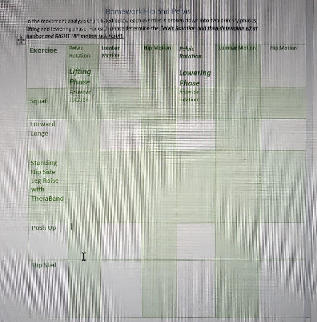 Homework Hip and Pelvis2 Movement Analysis Analyze | Chegg.com