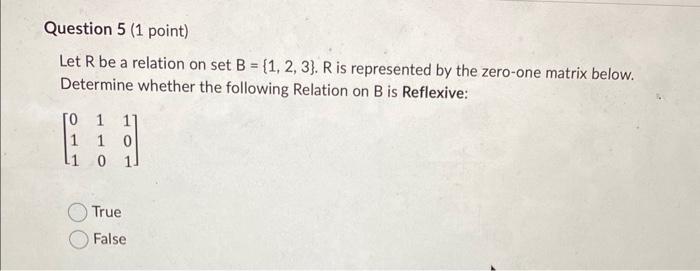 Solved Let R be a relation on set B={1,2,3}.R is represented | Chegg.com
