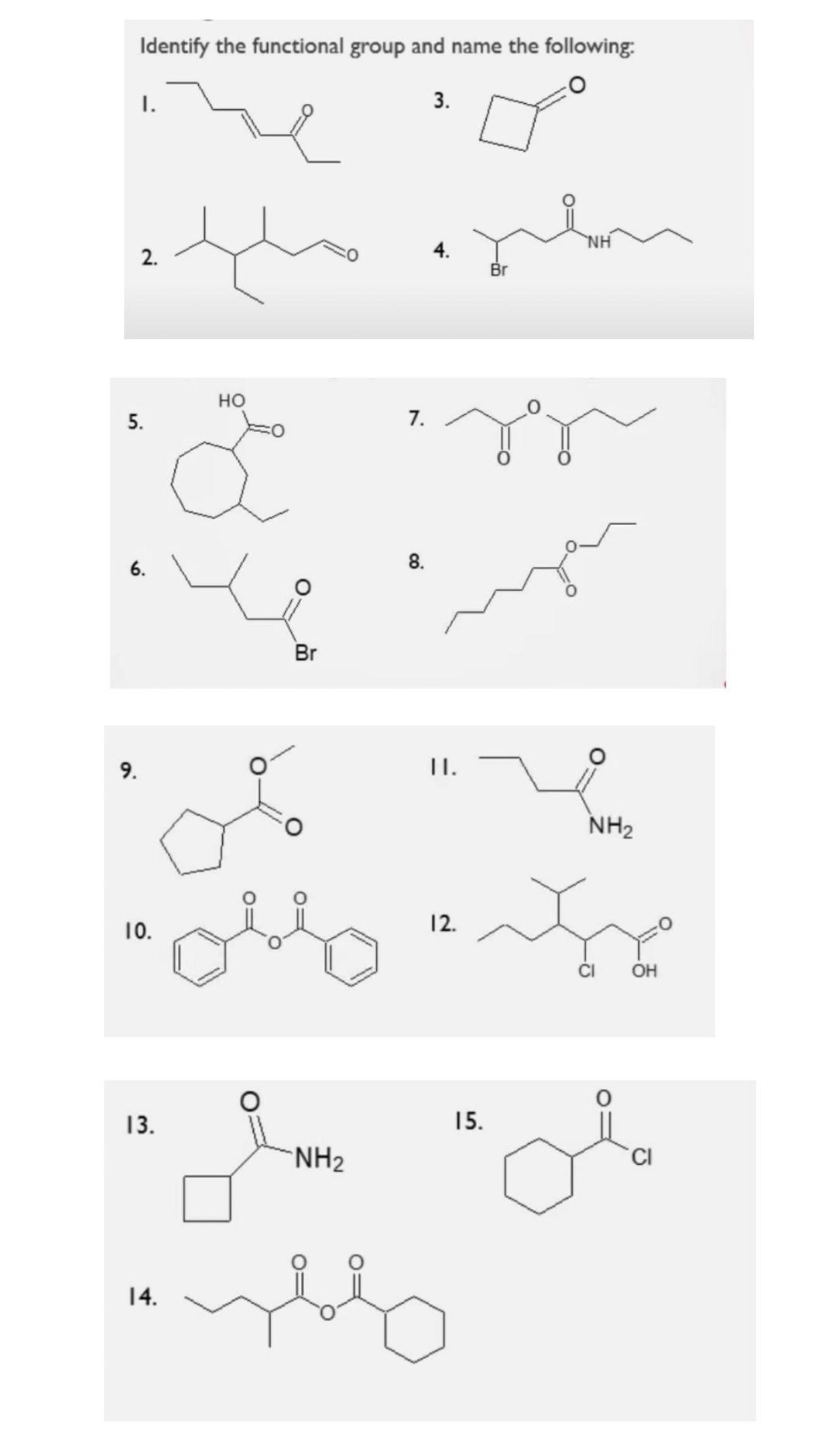 Solved Identify the functional group and name the following: | Chegg.com