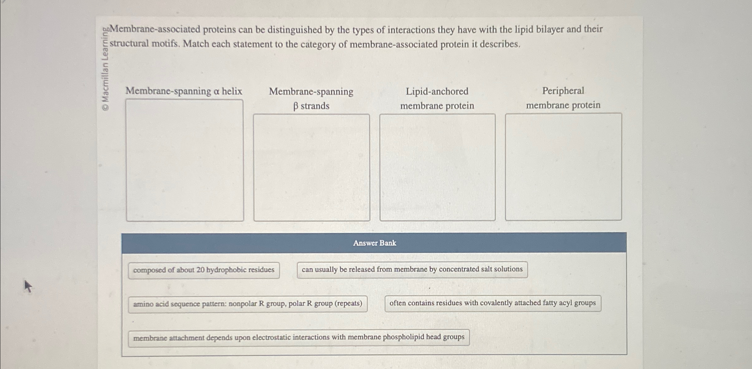 Solved Membrane-spanning α ﻿helixPeripheral membrane | Chegg.com