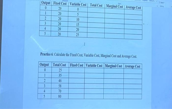 Solved Practice 6: Calculate the Fixed Cost, Variable Cost, | Chegg.com