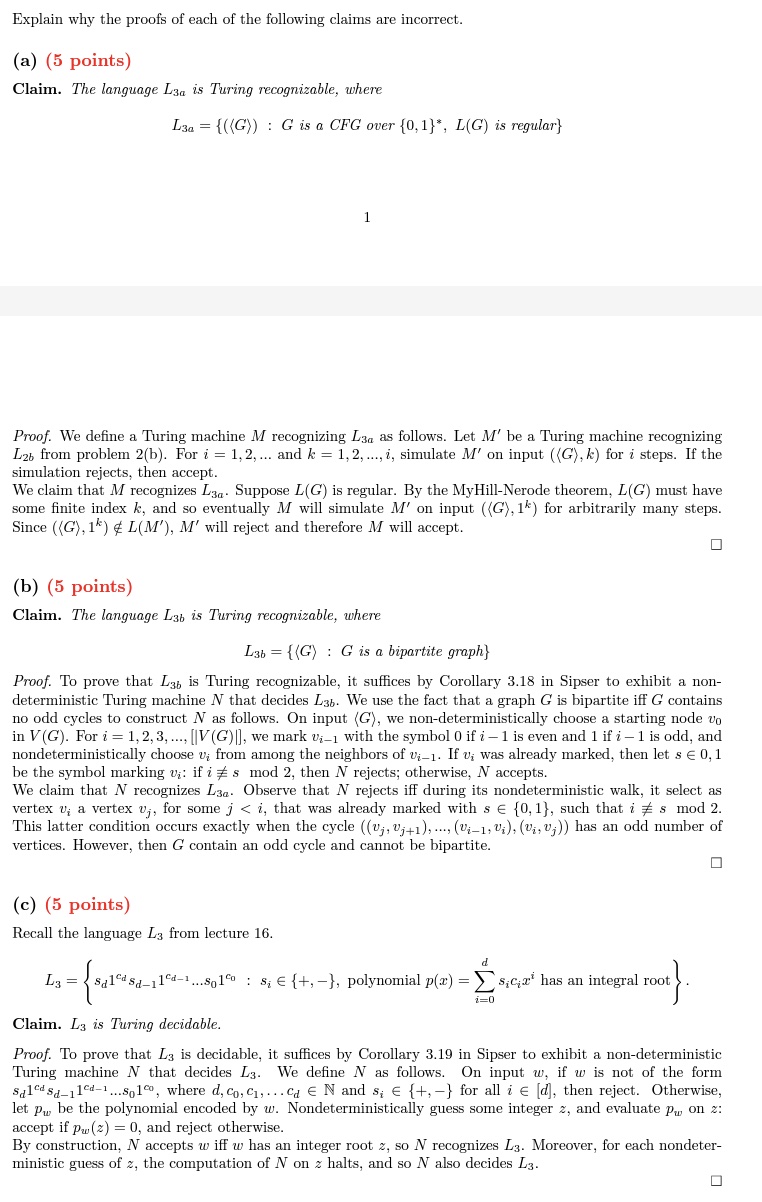 Solved Explain why the proofs of each of the following | Chegg.com