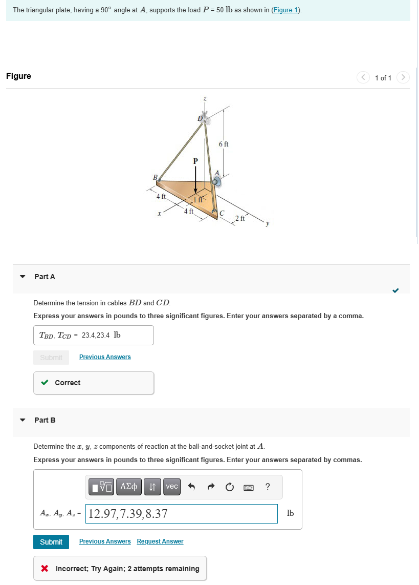 Solved The triangular plate, having a 90° ﻿angle at A, | Chegg.com