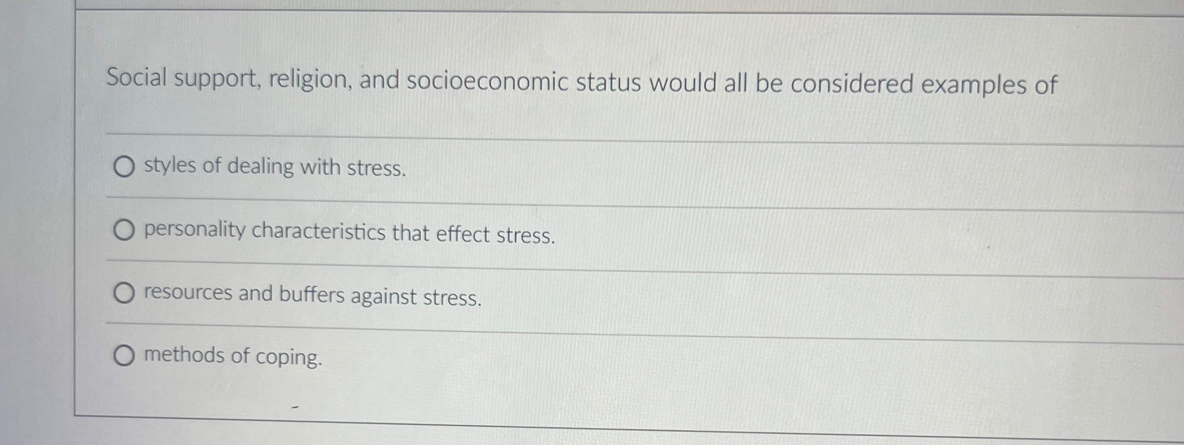 Solved Social support, religion, and socioeconomic status | Chegg.com
