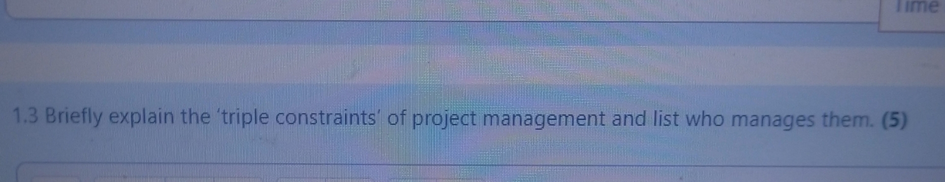 Solved 1.3 ﻿Briefly explain the 'triple constraints' of | Chegg.com