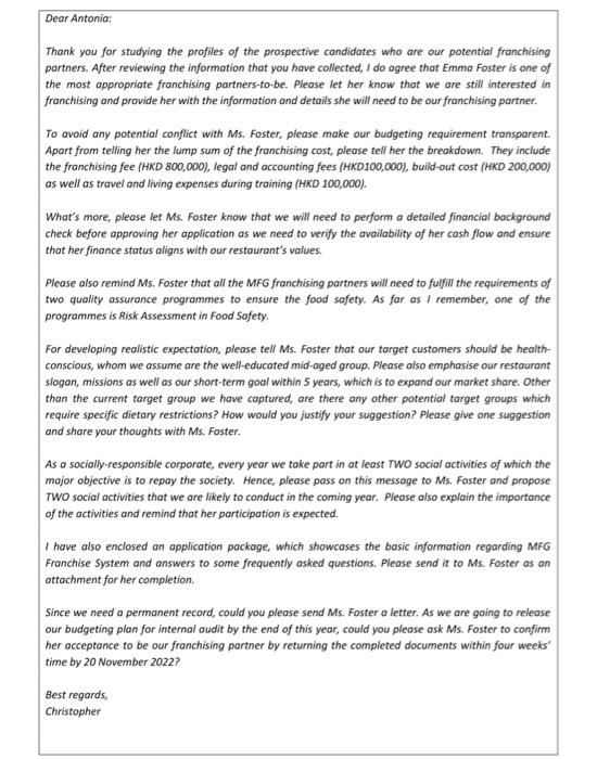 Assignment 2 (Individual) - Letter Writing (20\%) | Chegg.com