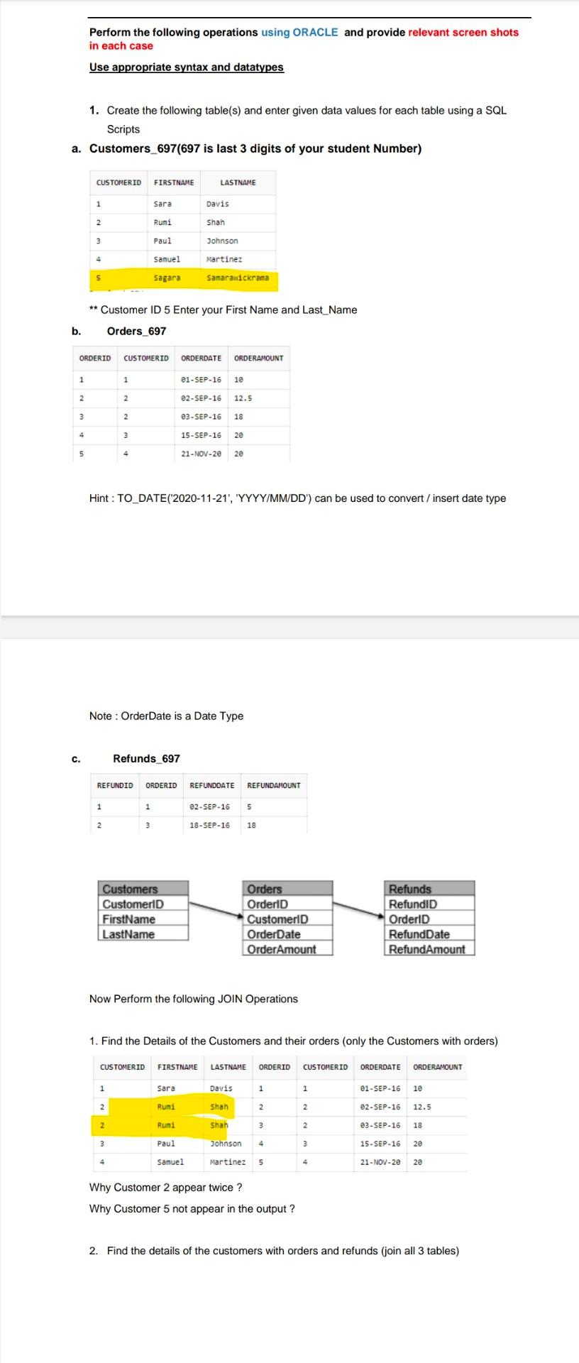 Solved Perform the following operations using ORACLE and | Chegg.com