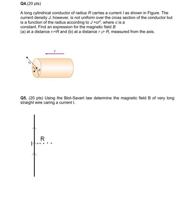 Solved Q4.(20 pts) A long cylindrical conductor of radius R | Chegg.com