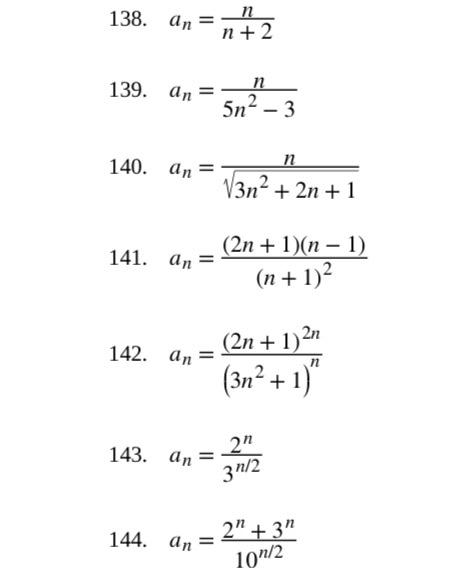 138. An _n n + 2 139. an n Sn2 3 140. an in V3n2 + 2n | Chegg.com