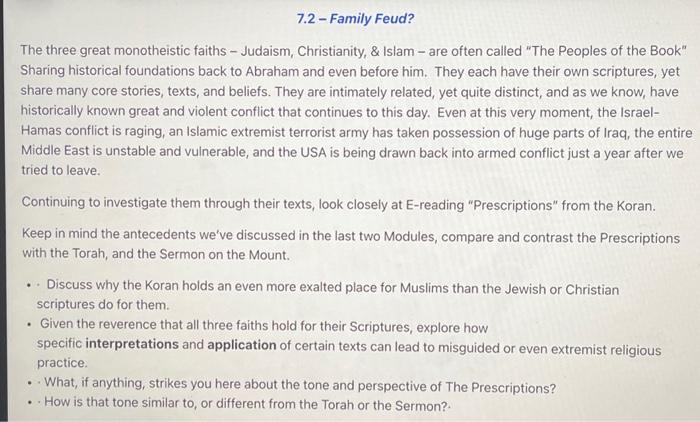 The three great monotheistic faiths - Judaism, | Chegg.com