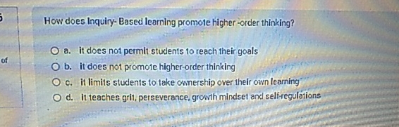 Solved How does Inquiry- ﻿Based learning promote | Chegg.com