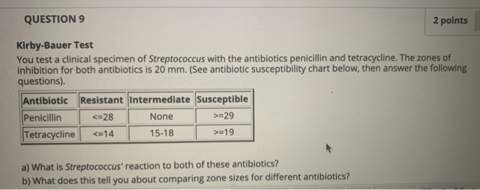 Solved QUESTION 9 2 points Kirby-Bauer Test You test a | Chegg.com