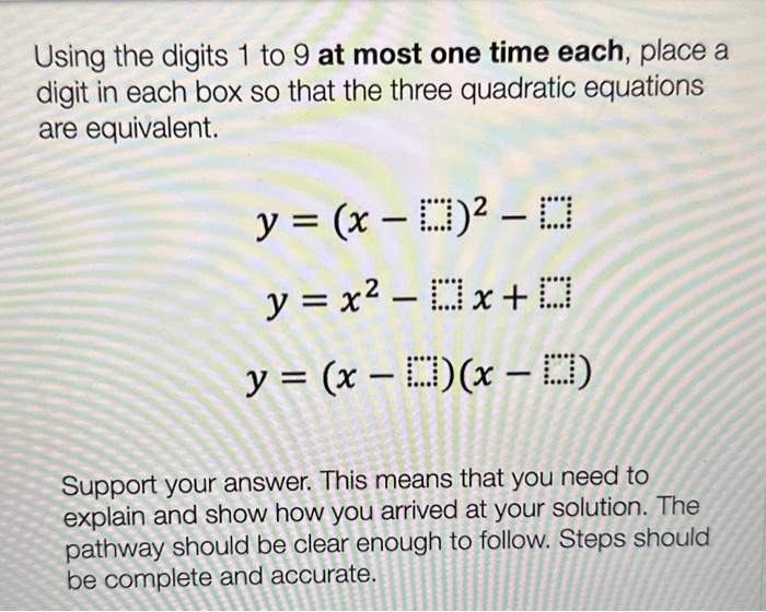Using the digits 1 to 9 at most one time each, place | Chegg.com