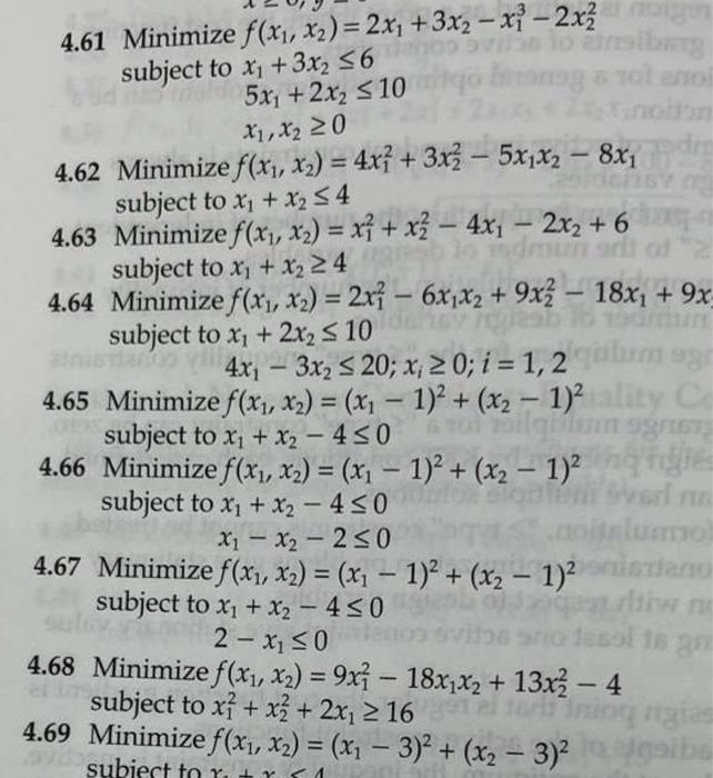 4.61 Minimize f(x1,x2)=2x1+3x2−x13−2x22 subject to | Chegg.com