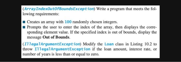 Solved (ArrayIndexOutOfBoundsException) Write a program that | Chegg.com